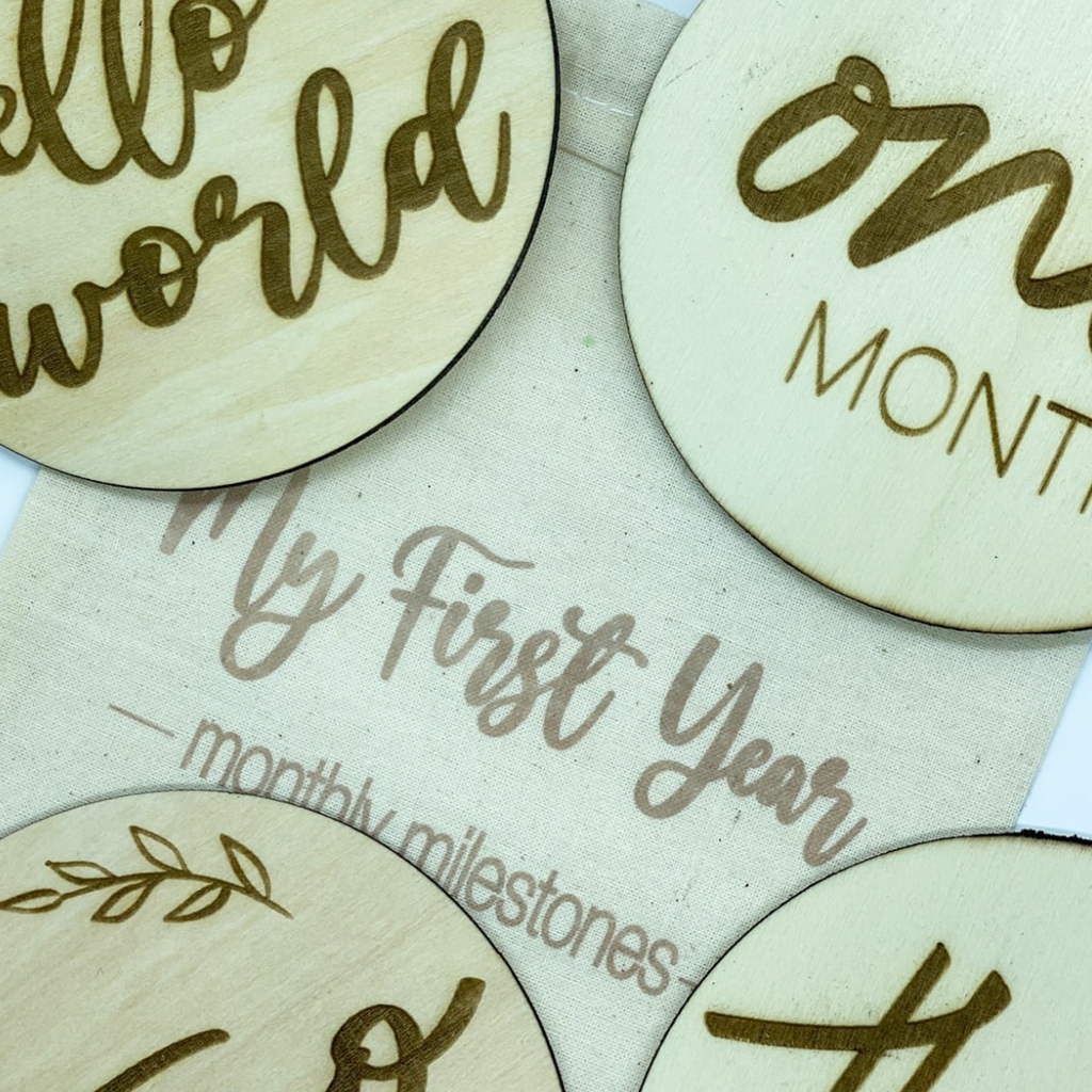 Monthly Milestone Wooden Disc Set – Sealed Paperie
